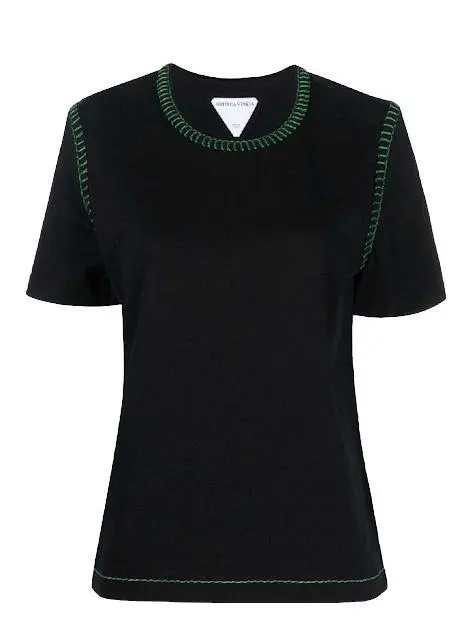 Bottega Veneta Stitch Detailed Crewneck T-shirt - Black