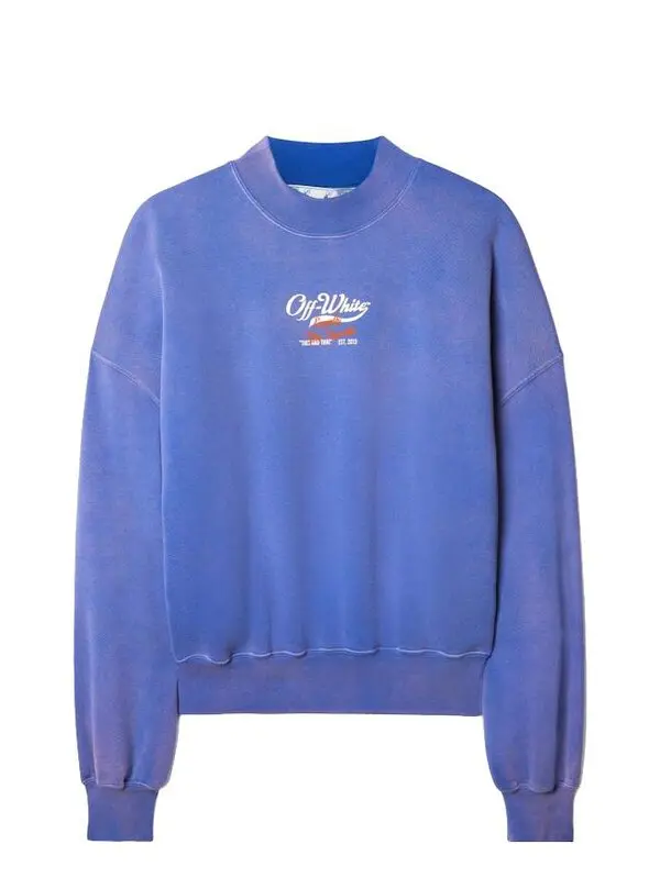Off-White Off Wave Boxy Crewneck Sweatshirt - Purple/white
