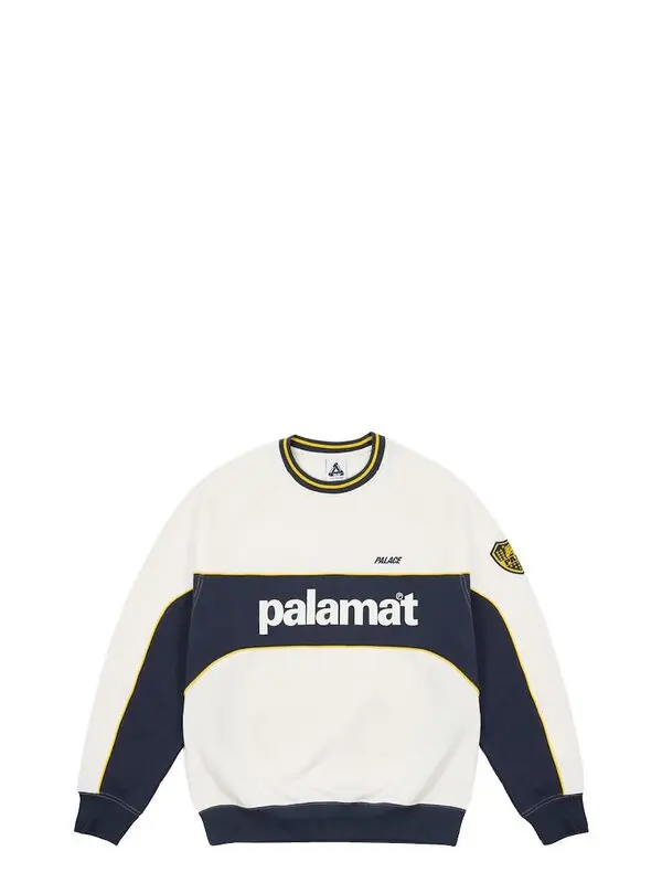 PALACE Palamat Crew - White/navy Blue