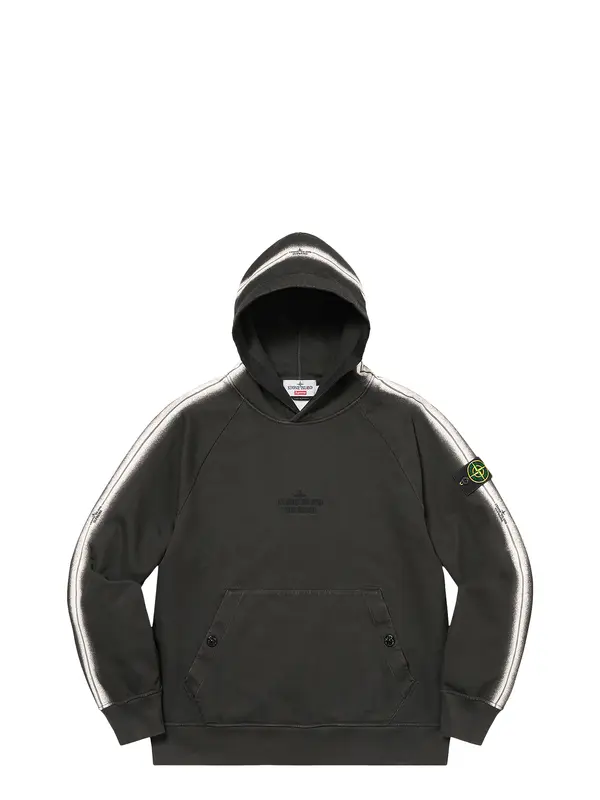 Supreme X Stone Island Stripe Hooded Sweatshirt - Black