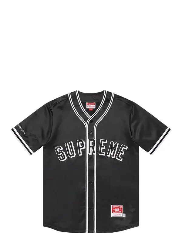 Supreme X Mitchell & Ness Stadium Satin Varsity Jacket - Black