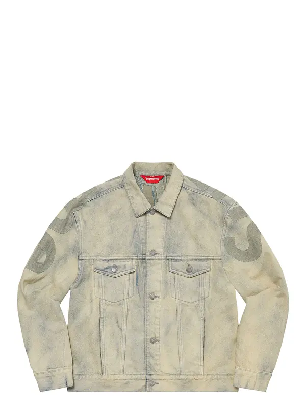 Supreme Inset Logo Denim Trucker Jacket - Grey