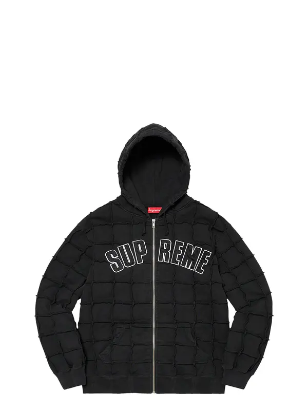 Supreme Reverse Patchwork Zip Up Hooded Sweatshirt - Black