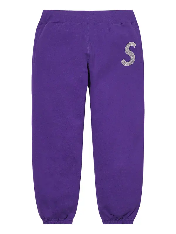 Supreme X Swarovski Logo Sweatpant - Purple