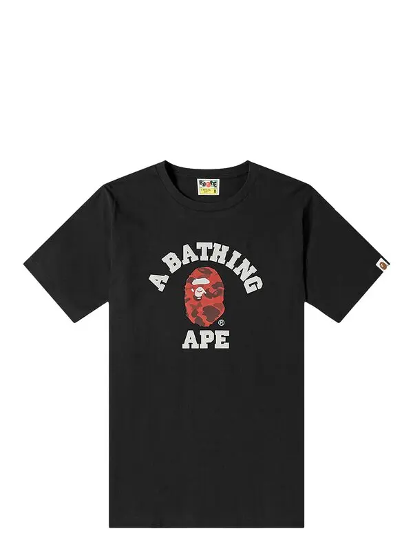 A BATHING APE Reflector Color Camo College Tee /red - Black