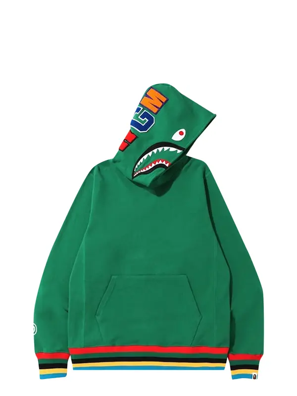 BAPE Shark Line Rib Pullover Hoodie - Green