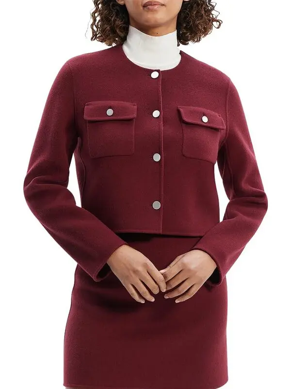 Theory Wool And Cashmere Cropped Jacket - Cordovan