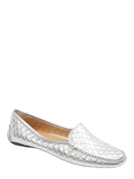 PATRICIA GREEN Jillian Quilted Loafer - Silver Leather