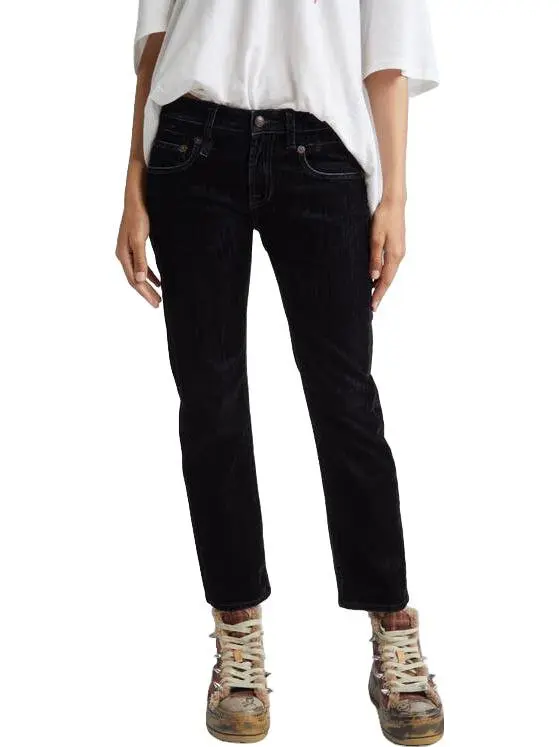 R13 Straight Leg Jeans - Flocked Black