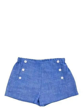 Busy Bees Sailor Button Shorts - Blue Chambray