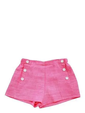 Busy Bees Sailor Button Shorts - Pink Chambray