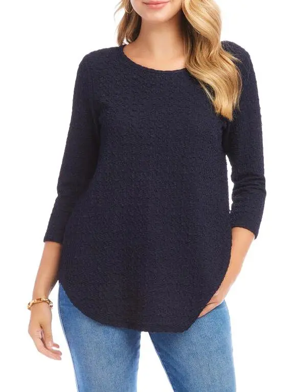 Karen Kane Textured Shirttail Top - Navy