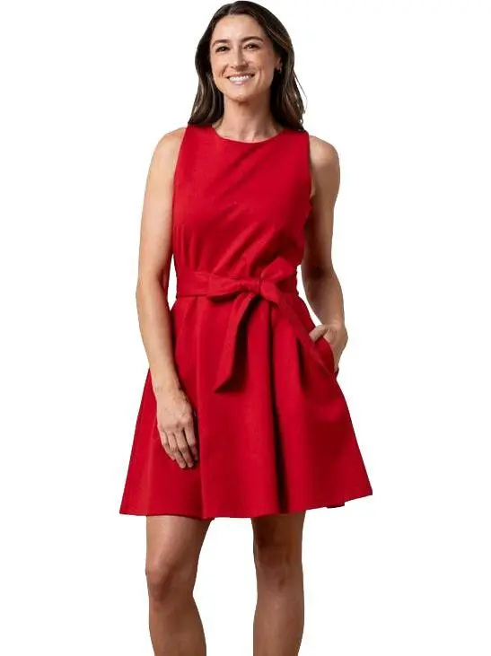 HOPE & HENRY Sleeveless Ponte Skater Dress - Red Ponte Skater