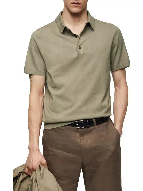 Mango Fine Gauge Polo - Olive Green