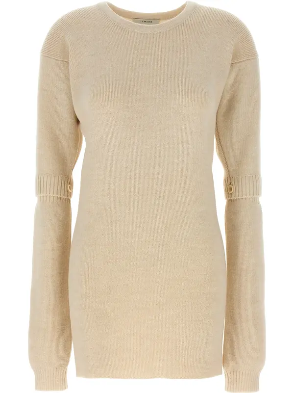 LEMAIRE Knitted Dress With Removable Sleeves - White