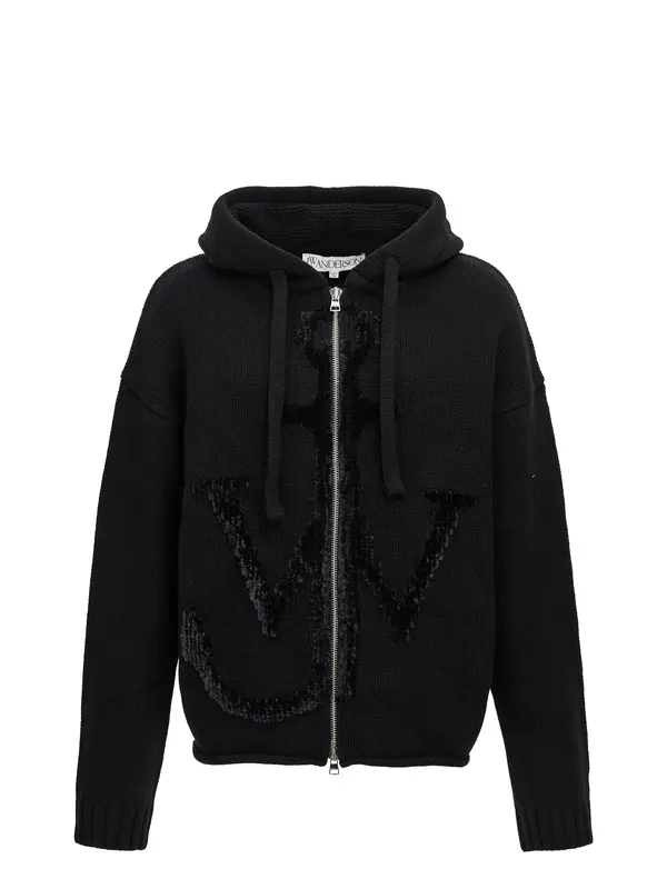 J.W.ANDERSON Anchor Jwa' Wool Knit Hoodie - Black