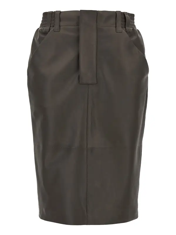 Saint Laurent Leather Skirt - Gray