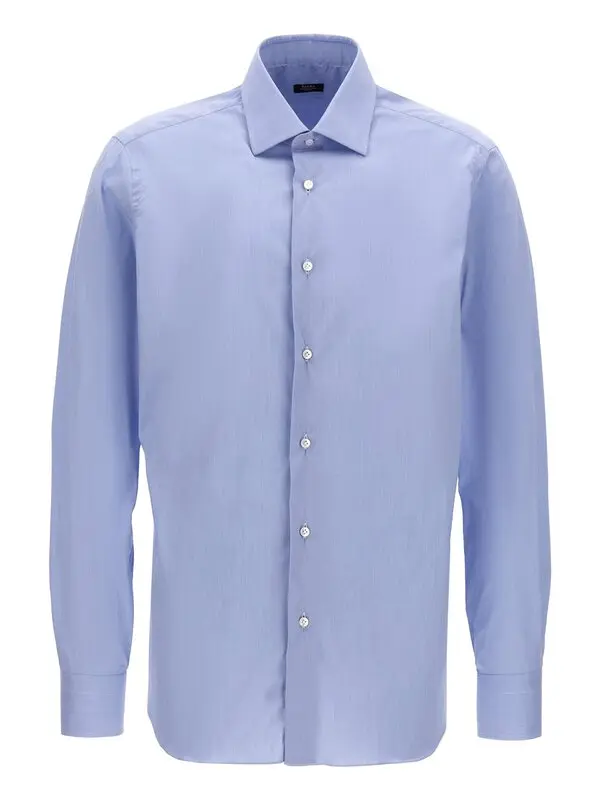 BARBA NAPOLI Poplin Shirt - Light Blue
