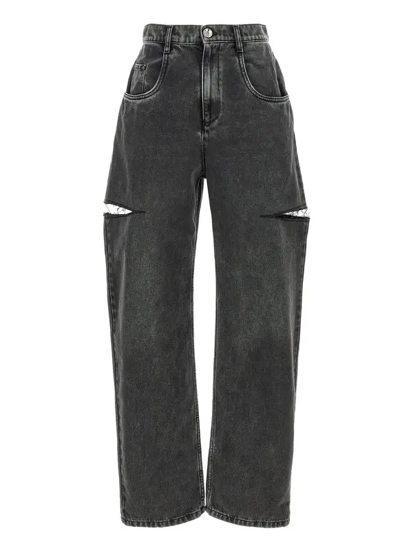 MAISON MARGIELA Cut-out Straight Leg Jeans - Black