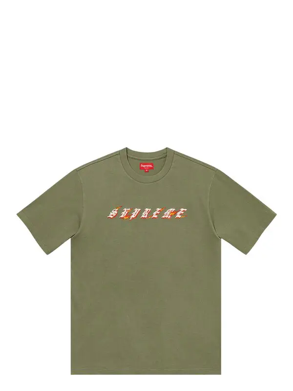 Supreme Flames Short-sleeve Top 'olive - Green