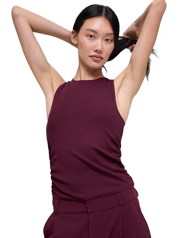 Alo Yoga Ribbed En Pointe Tank Top - Burgundy