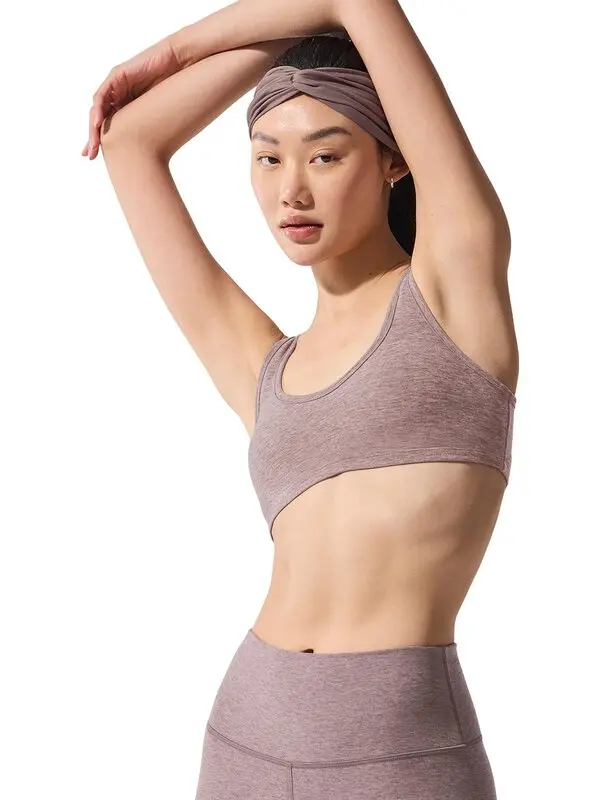 Alo Yoga Soft Center Stage Bra - Dark Pink Quartz Heather