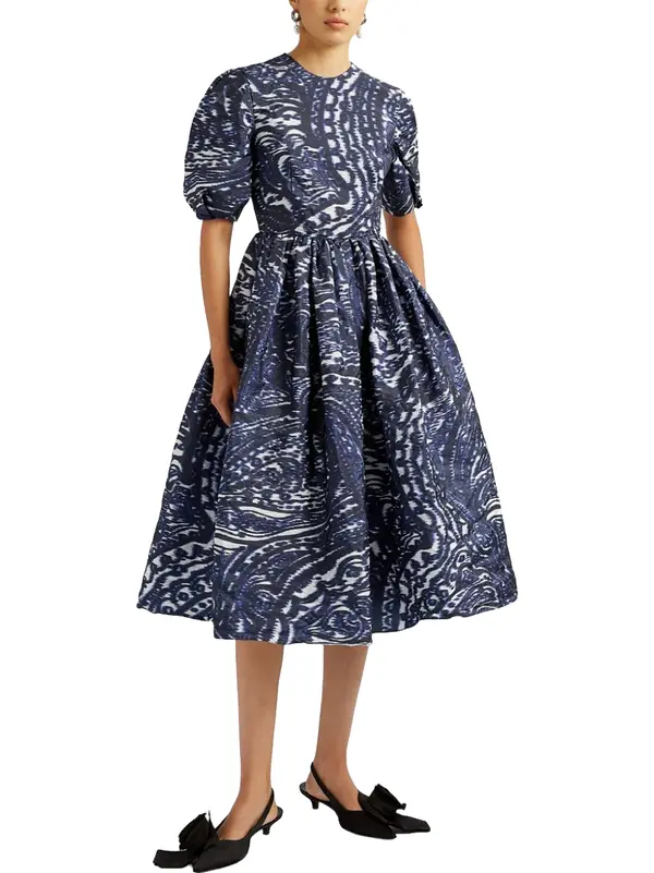 Erdem Puff-sleeve Midi Dress - Blue
