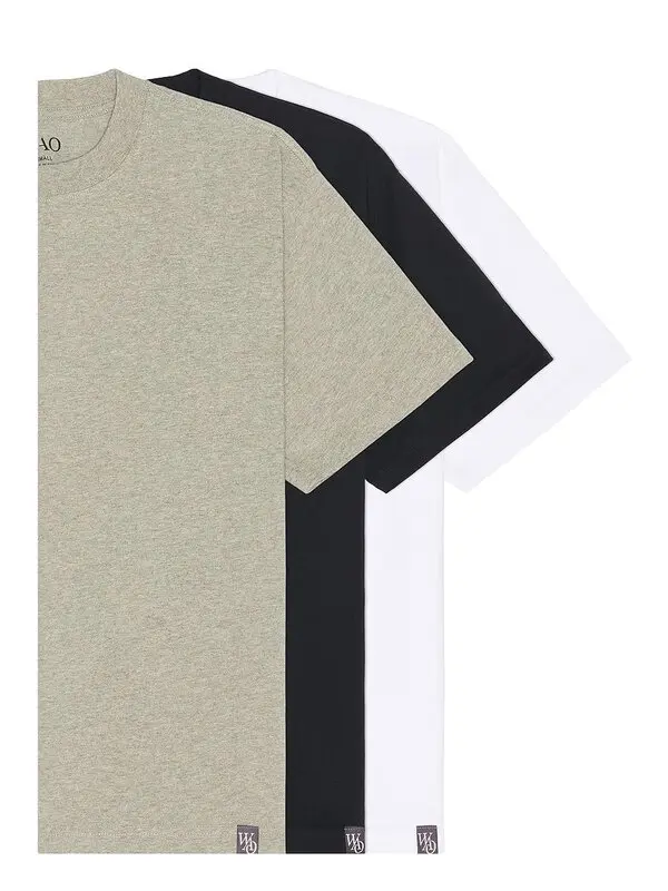 WAO The Relaxed Tee 3 Pack - Black  White  & Heather Grey.