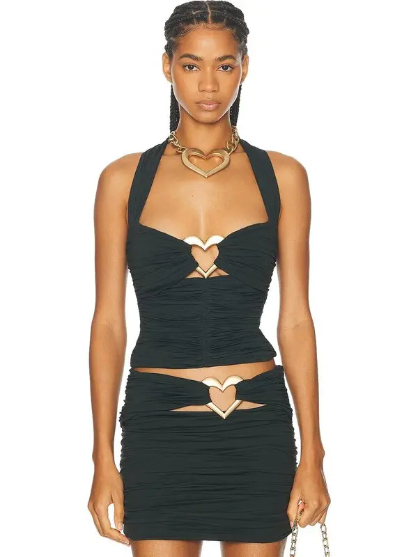 AREA Ruched Halter Top - Green