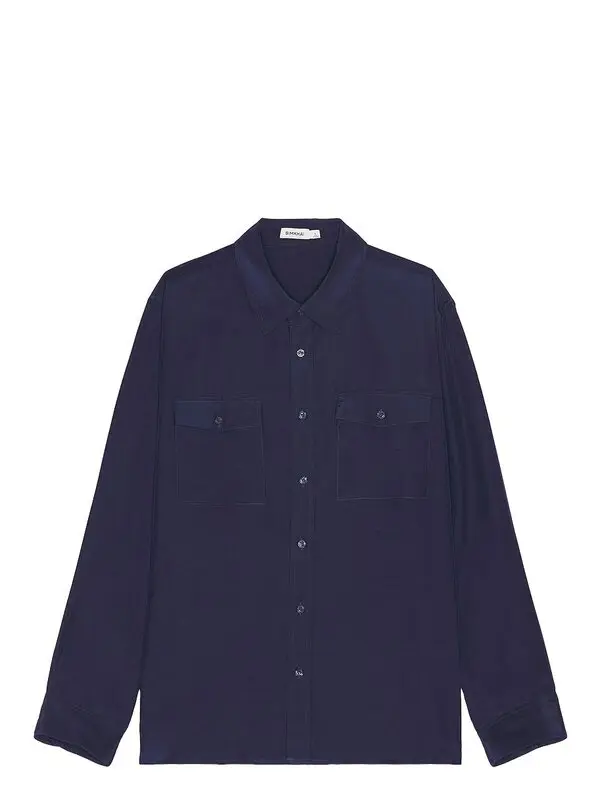 Simkhai Niall Relaxed Fluid Shirting In Blue - Midnight
