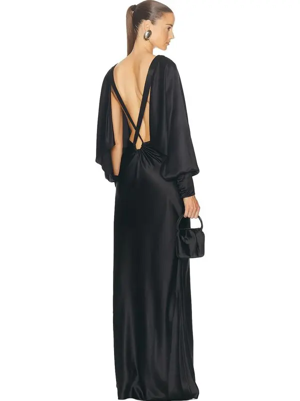 Saint Laurent V-neck Long Dress - Noir