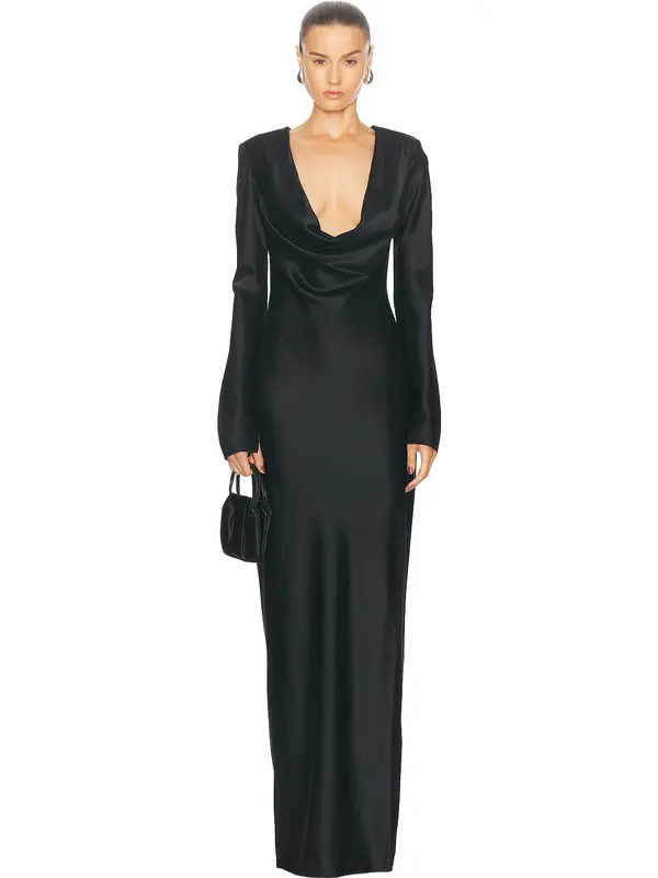 SANS FAFF Anna Cowl Evening Dress - Black