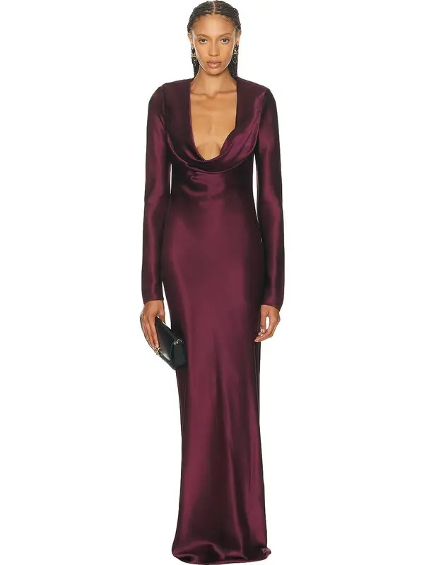 SANS FAFF Anna Cowl Evening Dress - Bordeaux