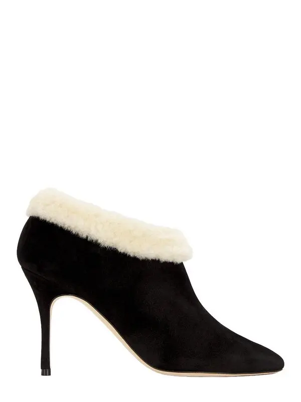 Manolo Blahnik Escaria 90 Suede Boots - Black & Cream