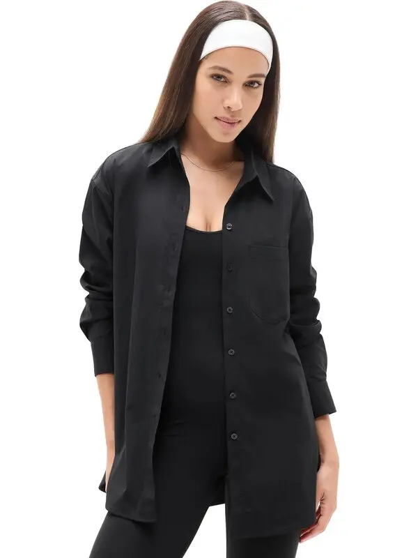 Athleta Midday Relaxed Poplin Shirt - Black