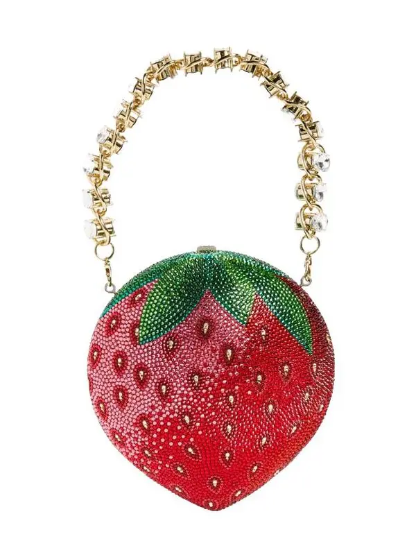 Judith Leiber Crystal Embellished Strawberry Clutch - Silver Light Siam Multi