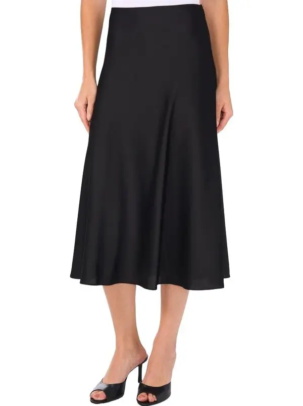 CECE DUPRAZ Bias Cut Satin Midi Skirt - Rich Black