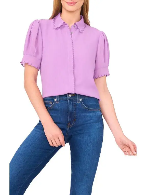 CECE DUPRAZ Scallop Trim Button-up Shirt - English Lavender