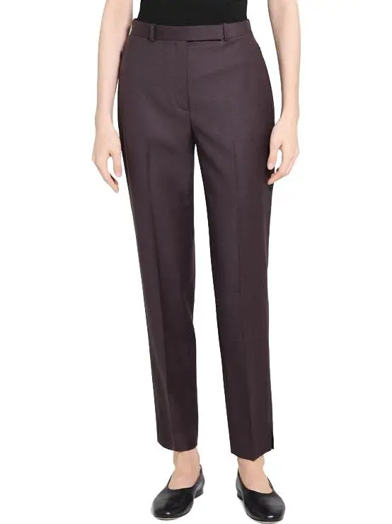 Theory High Waisted Flannel Tapered Trousers - Cacao