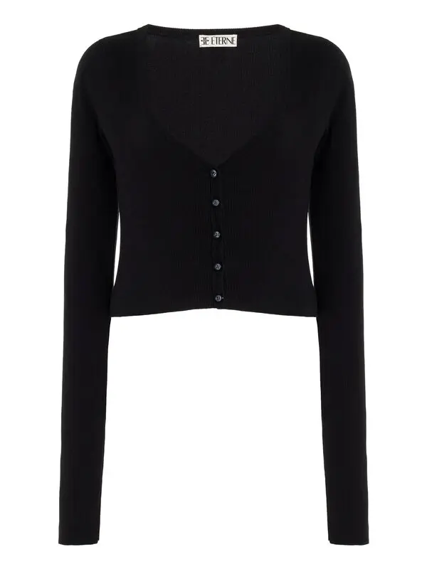 Eterne Cotton-modal Cardigan - Black