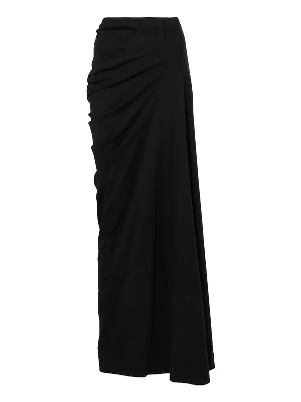 Dries Van Noten Draped Cotton Jersey Maxi Skirt - Black