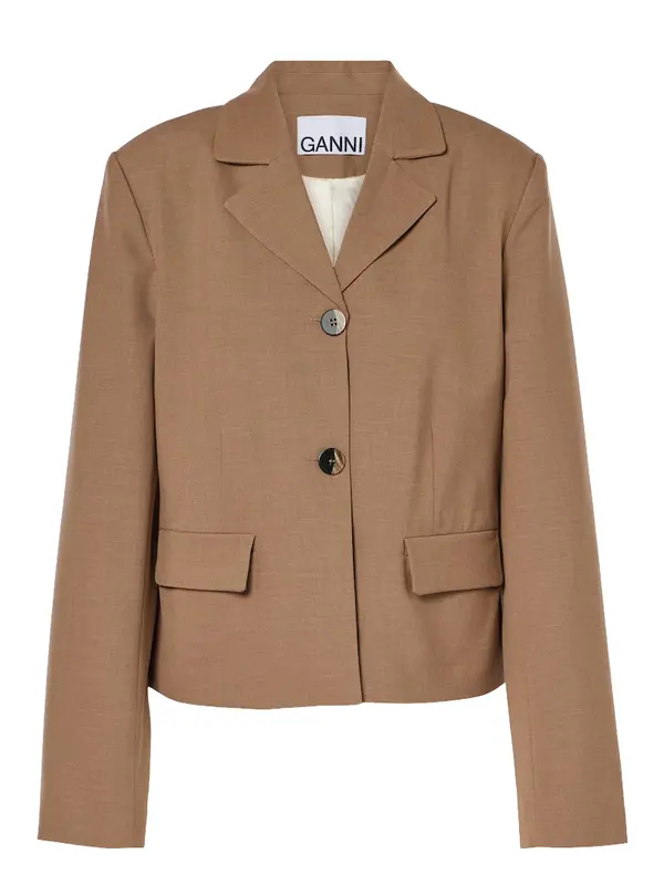 GANNI Twill Blazer - Brown