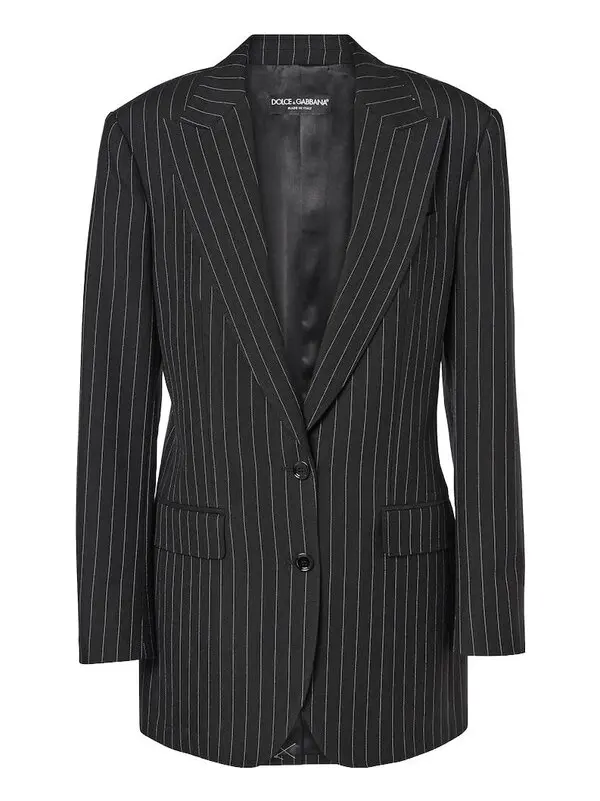 Dolce & Gabbana Pinstripe Virgin Wool Blazer - Grey