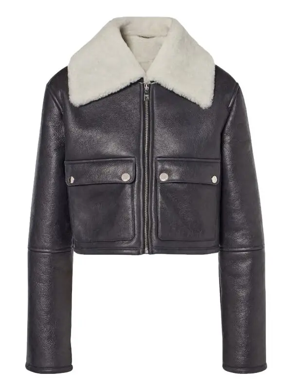 Dolce & Gabbana Shearling-trimmed Cropped Leather Jacket - Black