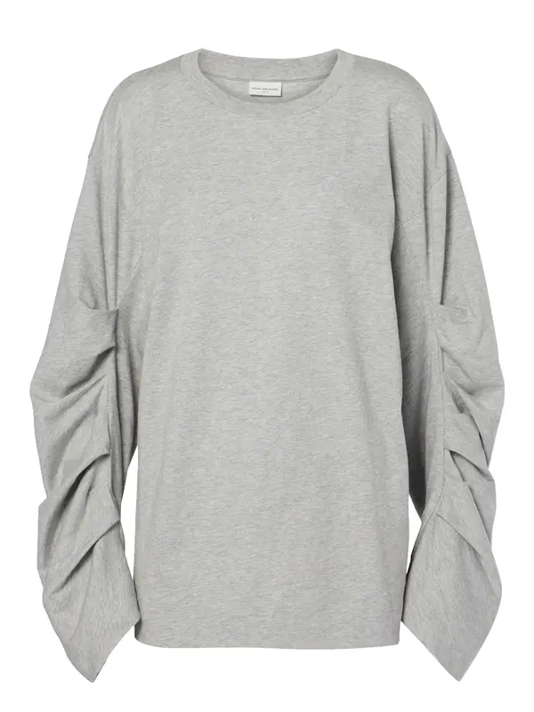 Dries Van Noten Oversized Cotton Jersey Top - Grey