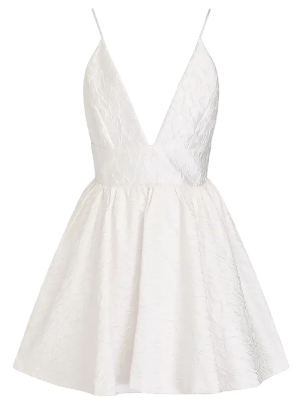 Alice + Olivia Ellamae Cloqué Mini Dress - Off-white