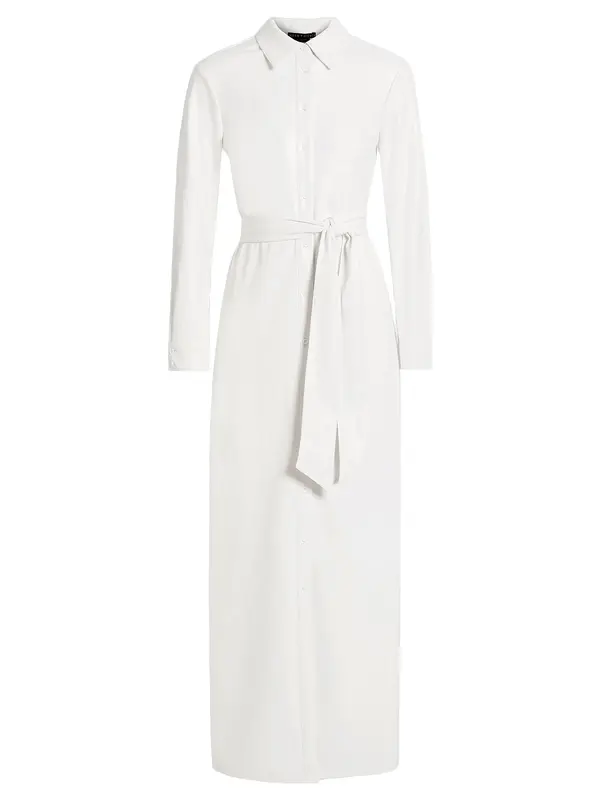Alice + Olivia Chassidy Belted Maxi Shirt Dress - Off-white