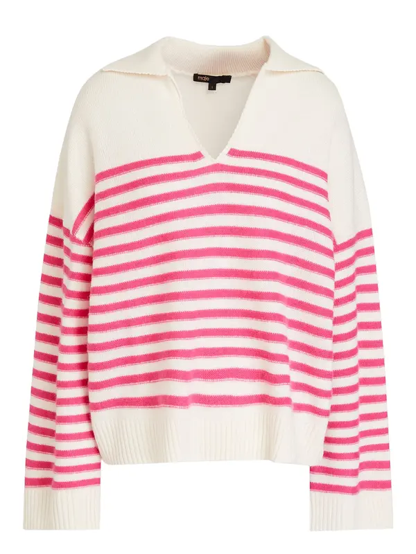 Maje Striped Cashmere Sweater - Ivory