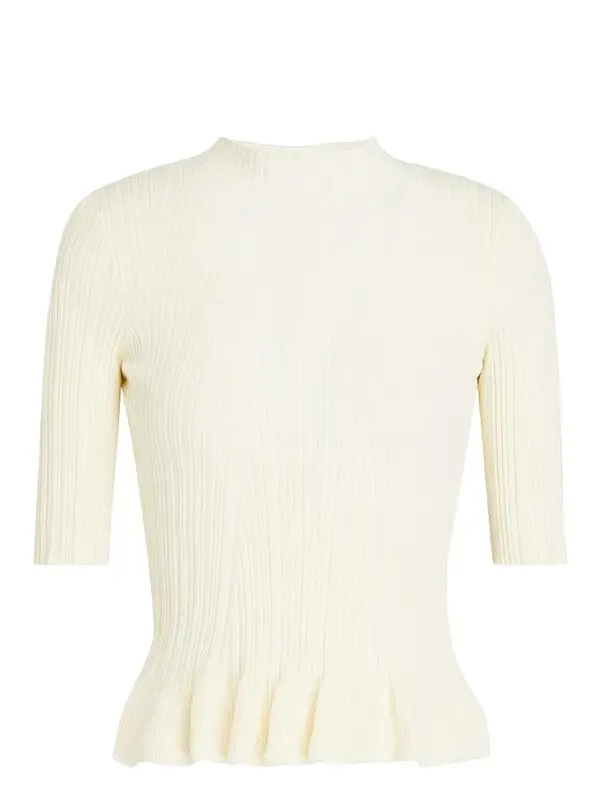 Maje Ruffled Ribbed-knit Top - Cream