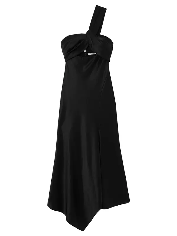 Alice + Olivia Harmony One-shoulder Satin Midi Dress - Black